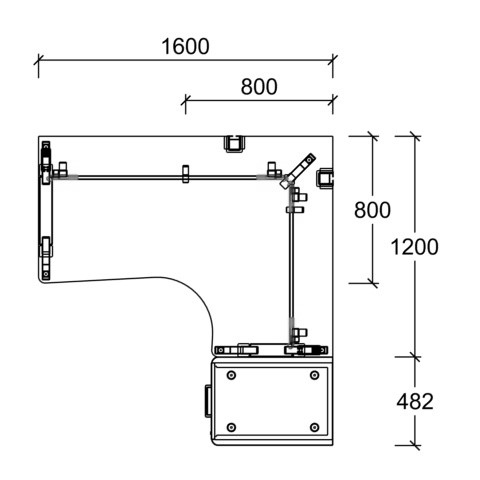 Bureau compact 90° asymétrique Fusion - l. 160 x l. 120 x pr. 80-66 cm ...