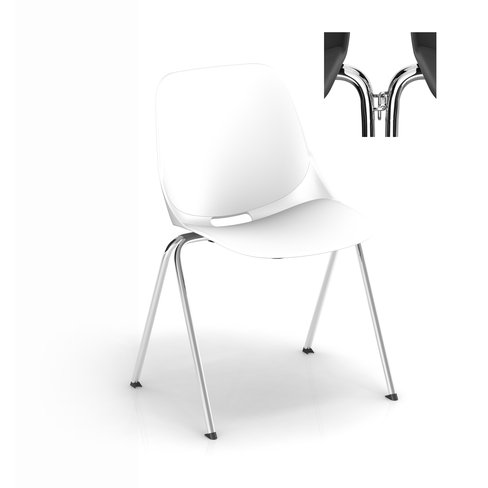 Chaise 4 pieds Bakea - polypropylène - piétement chrome - empilable et accrochable - lot de 4 ...